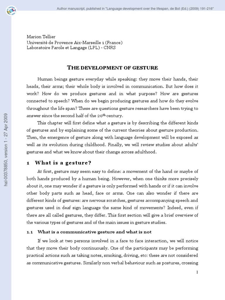 Gesture | PDF | Gesture | Second Language