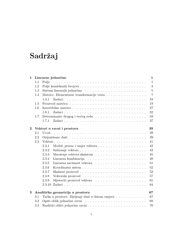 Uvod U Linearnu Algebru - Skripta | PDF
