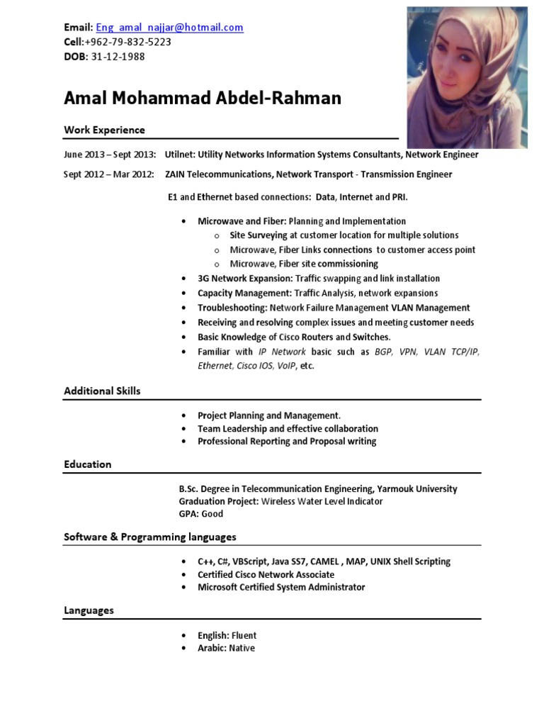 AMAL Najjar Resume - Updated | PDF | Cisco Systems | Computer Network