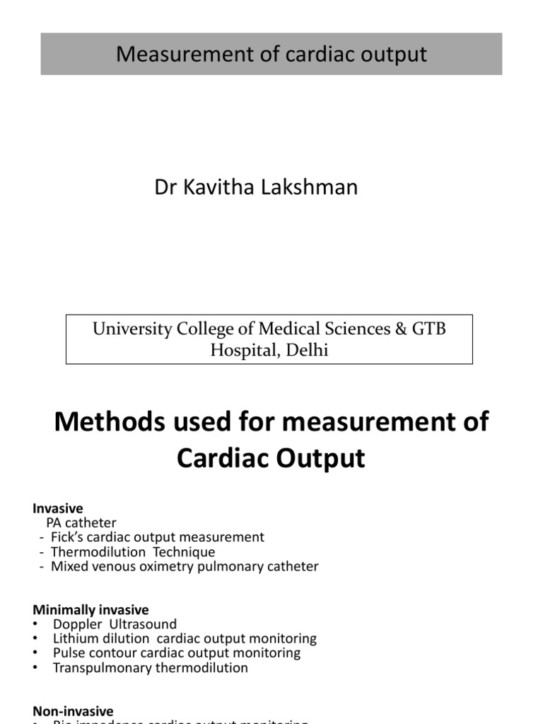 Cardiac Output Measurement Techniques | PDF
