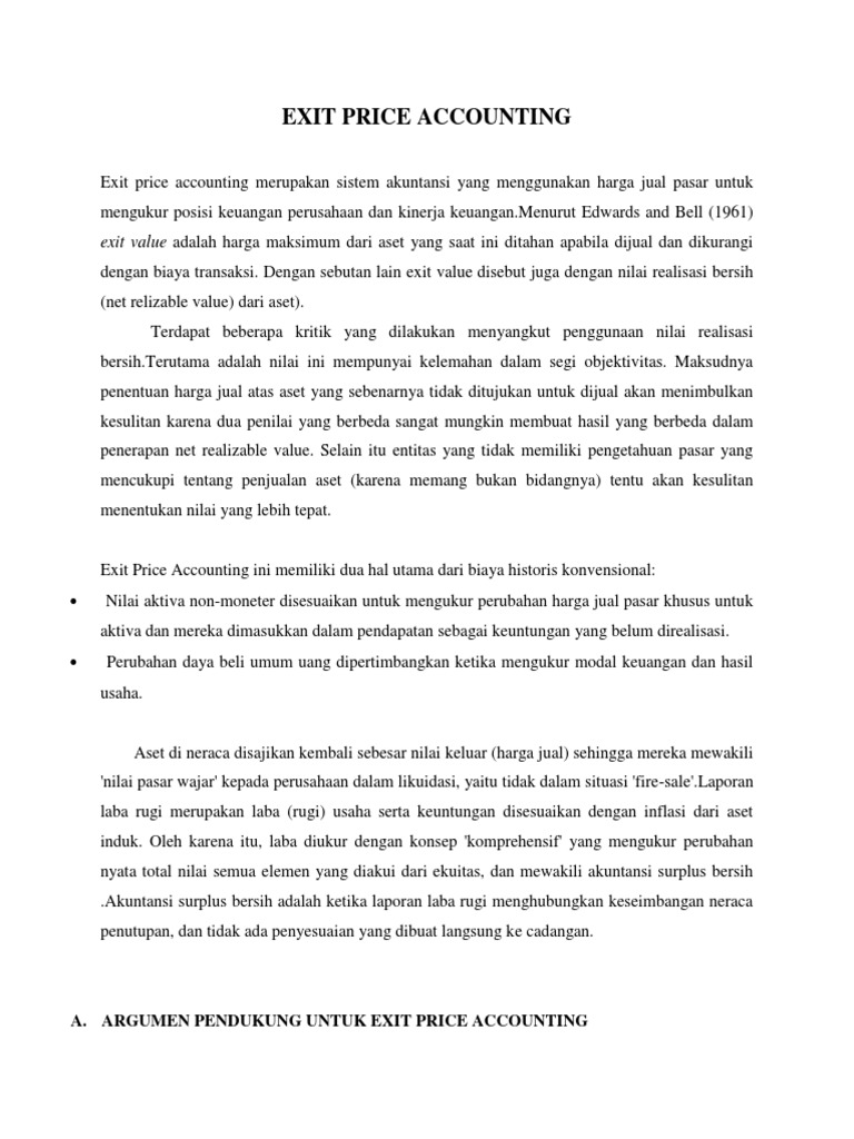 Exit Price Accounting | PDF
