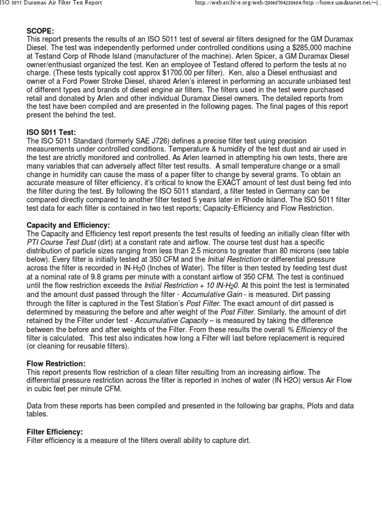 ISO 5011 Duramax Air Filter.. | PDF | Diesel Engine | Soil