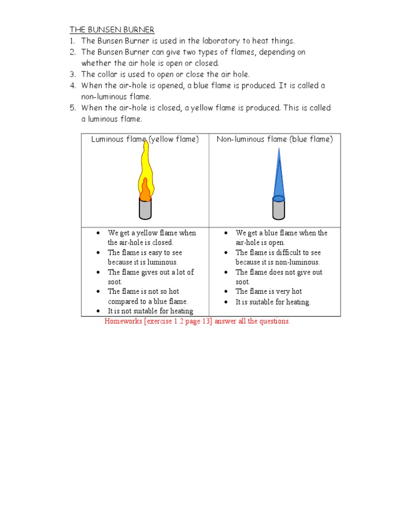 Bunsen Burner Flame Types Explained | PDF | Language Arts & Discipline ...