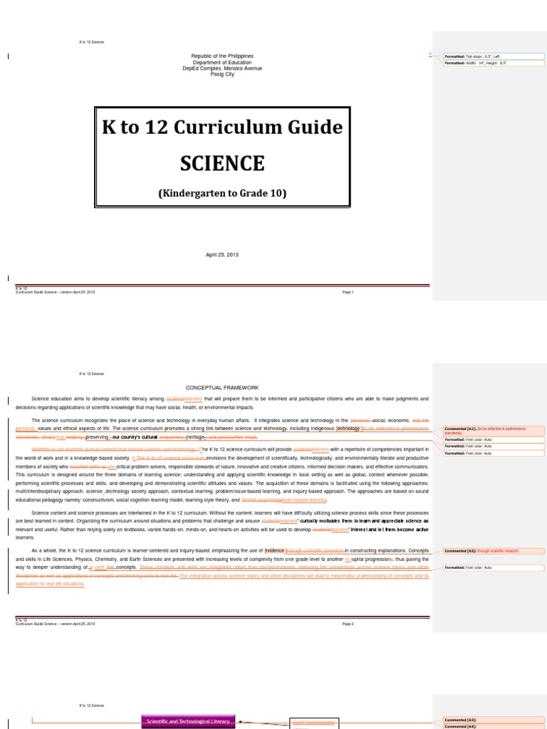 K12 Science Grade 3 - Grade 10 Curriculum Guide | PDF | Force ...