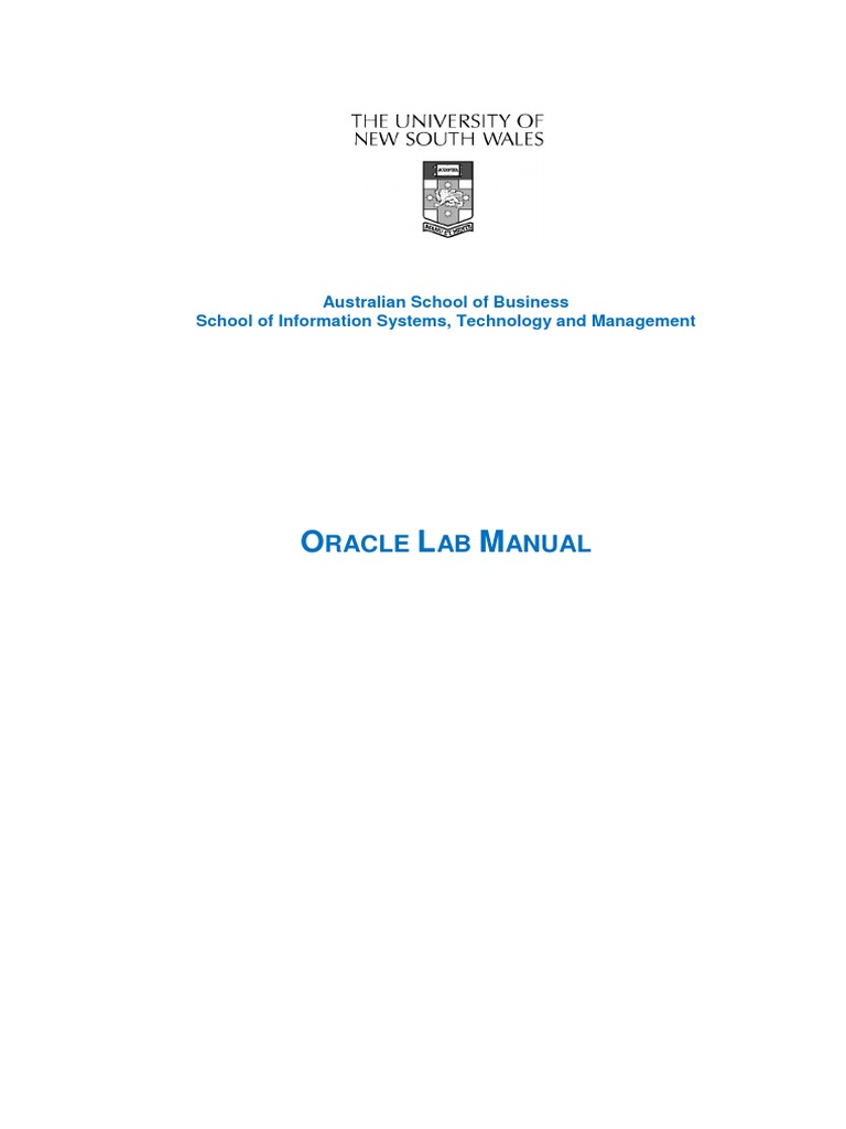 INFS1603 Lab Manual (v1.11) | PDF | Sql | Oracle Database