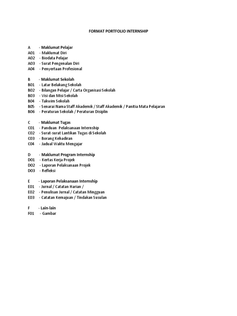 Format Portfolio Internship | PDF