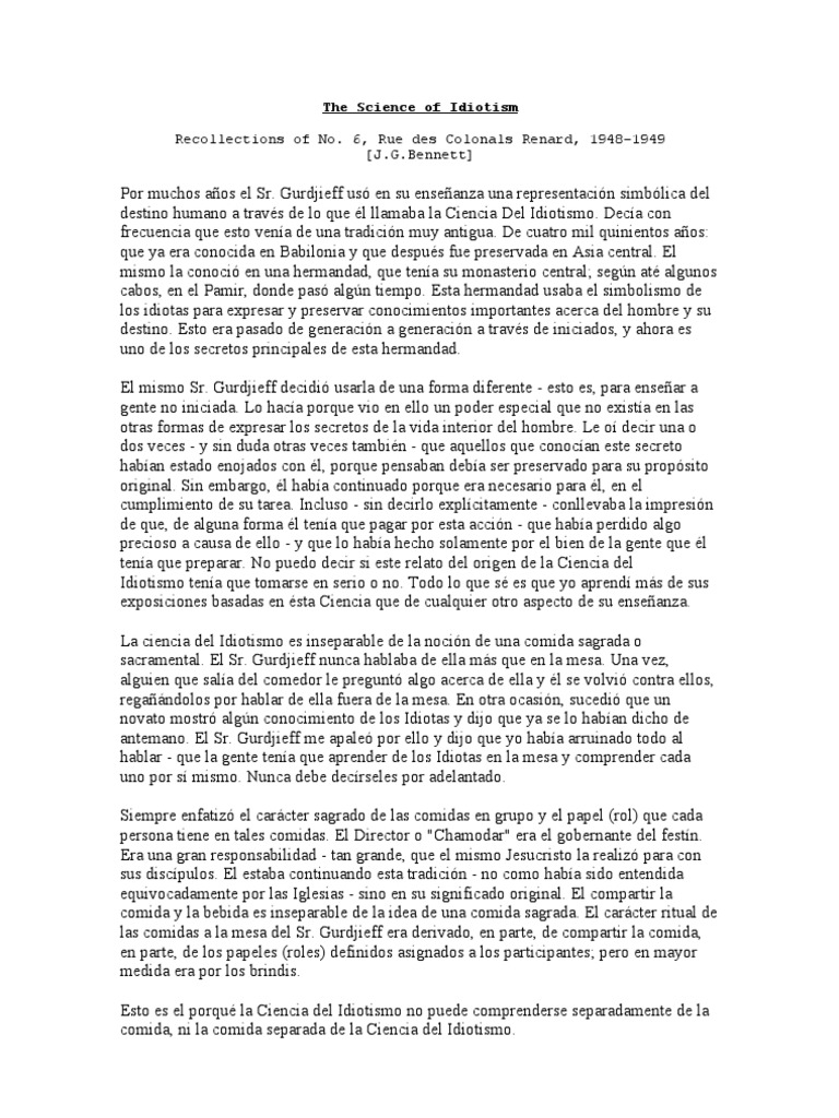 La Ciencia Del Idiotismo - Bennett | PDF