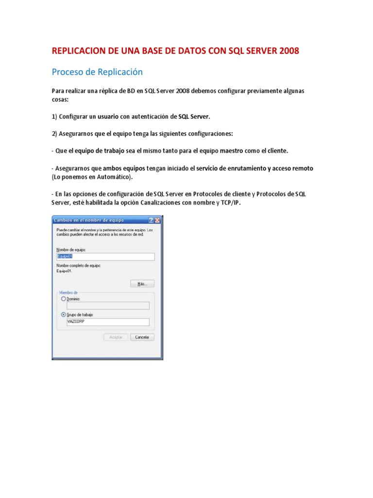 Replicacion de Una Base de Datos SQL SERVER 2008 | PDF | Servidor SQL ...