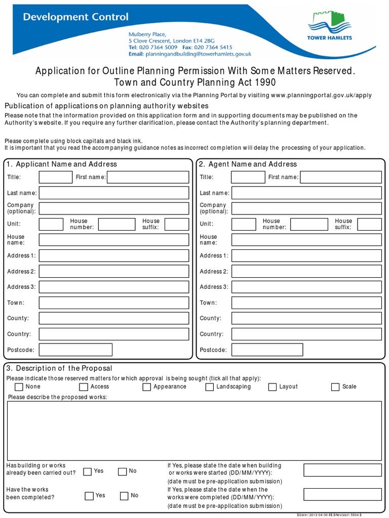 Application for Outline Planning Permission With Some Matters Reserved ...
