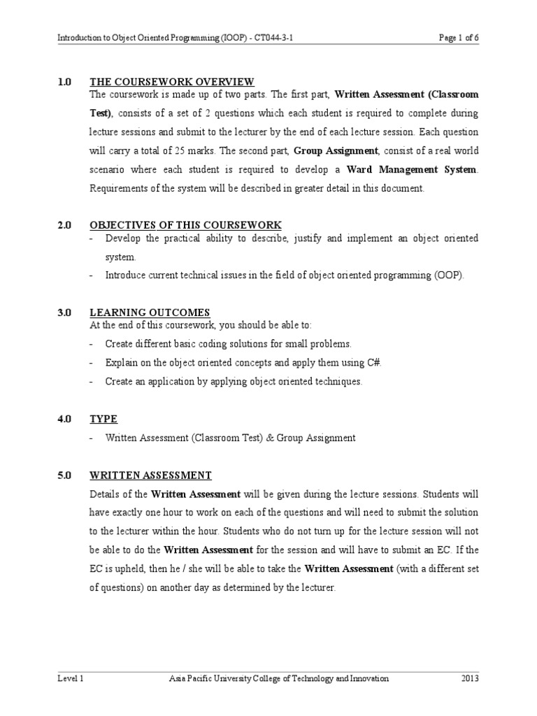 Introduction To Object Oriented Programming (IOOP) - Assignment Questions | PDF | Technology ...