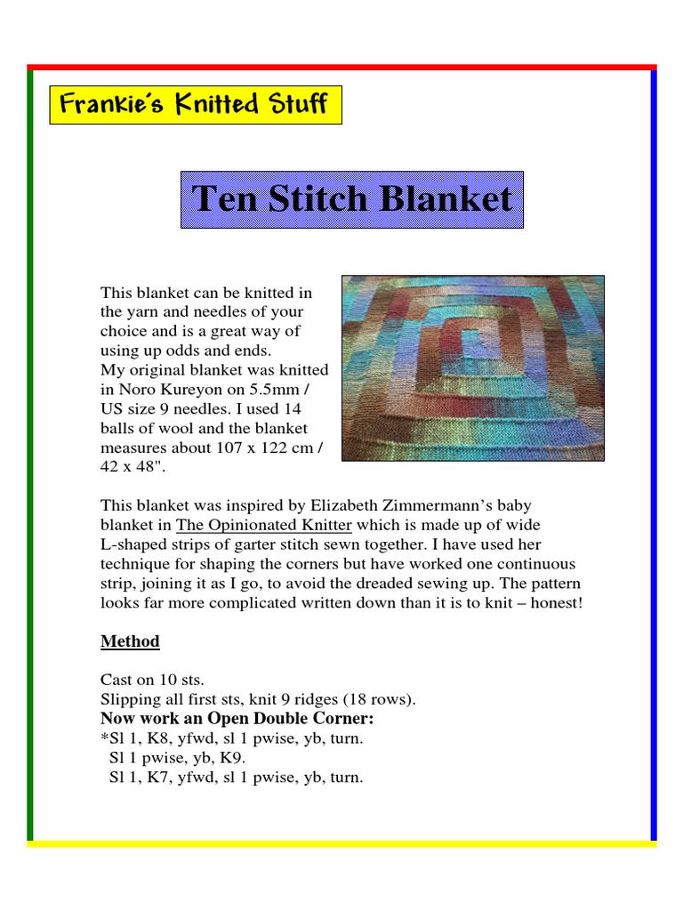 Ten Stitch Blanket | PDF | Knitting | Folk Art