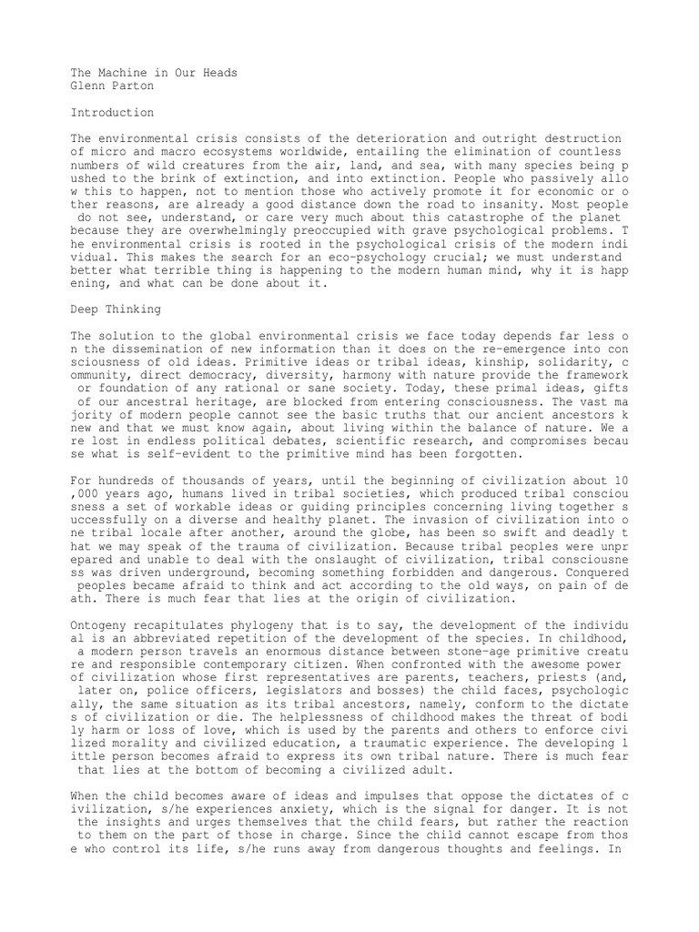 The Machine in Our Heads - Glenn Parton | PDF | Self | Mind