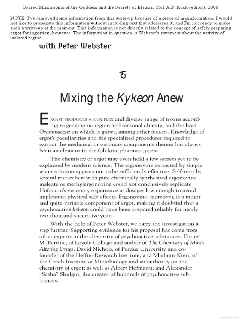 Mixing The Kykeon Anew, Carl A.P. Ruck & Peter Webster, Sacred ...
