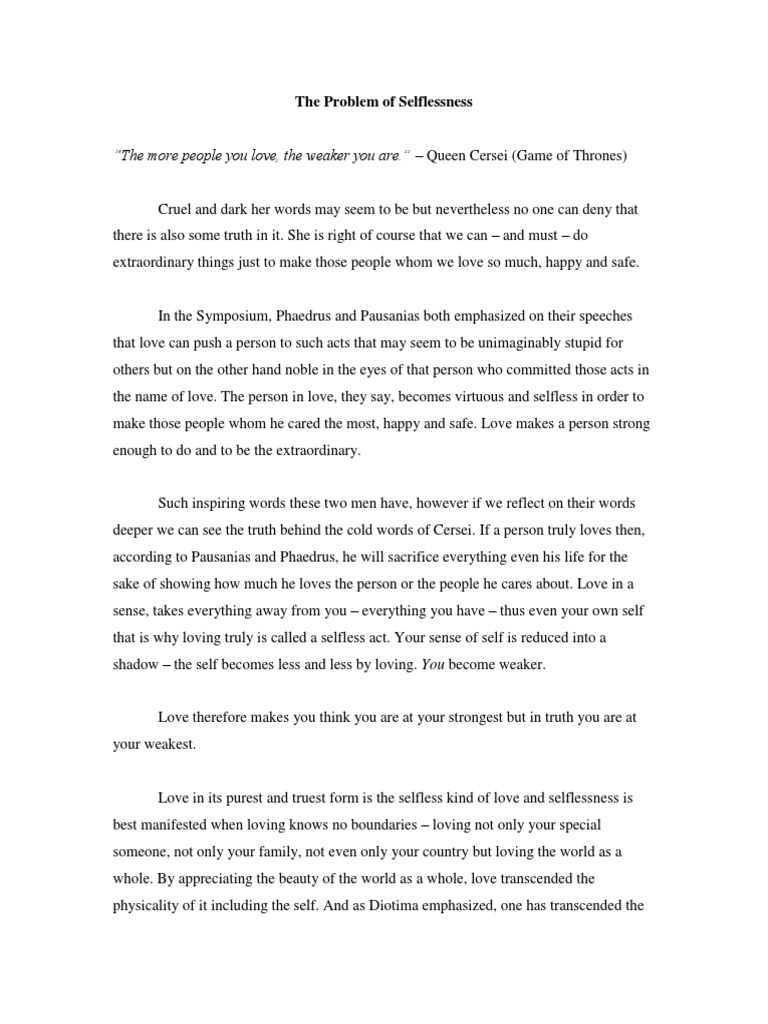 Problem of Selflessness | PDF | Altruism | Self