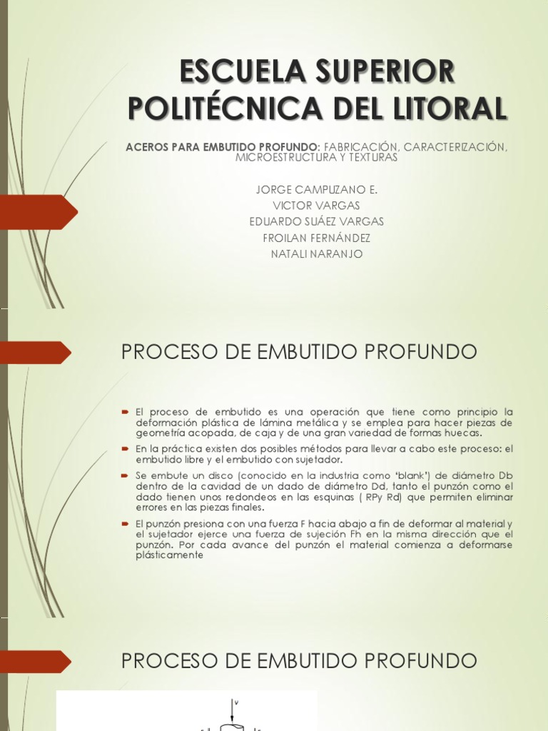 Embutido Profundo - Jorge Campuzano - Grupo 4 | PDF | Acero | Física ...