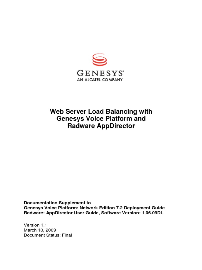 Load Balancing With Genesys Voice Platform and Appdirector | PDF | Load ...
