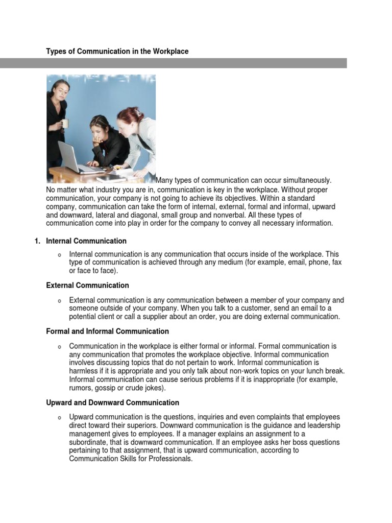 Types of Communication in The Workplace | PDF | Nonverbal Communication ...
