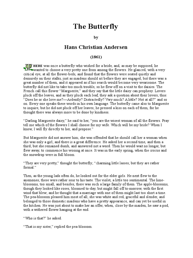 The Butterfly: Hans Christian Andersen | PDF | Botany | Plants