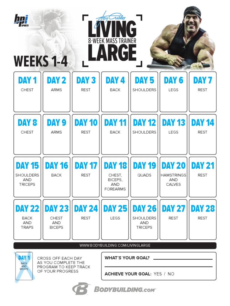 8 Week Bodybuilding Workout Routine and Progress Tracking Calendar | PDF