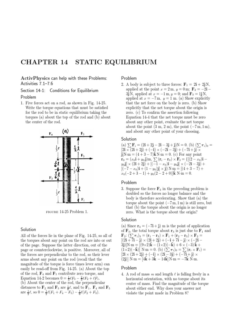 Static Equilibrium and Torque Problems | PDF | Torque | Center Of Mass