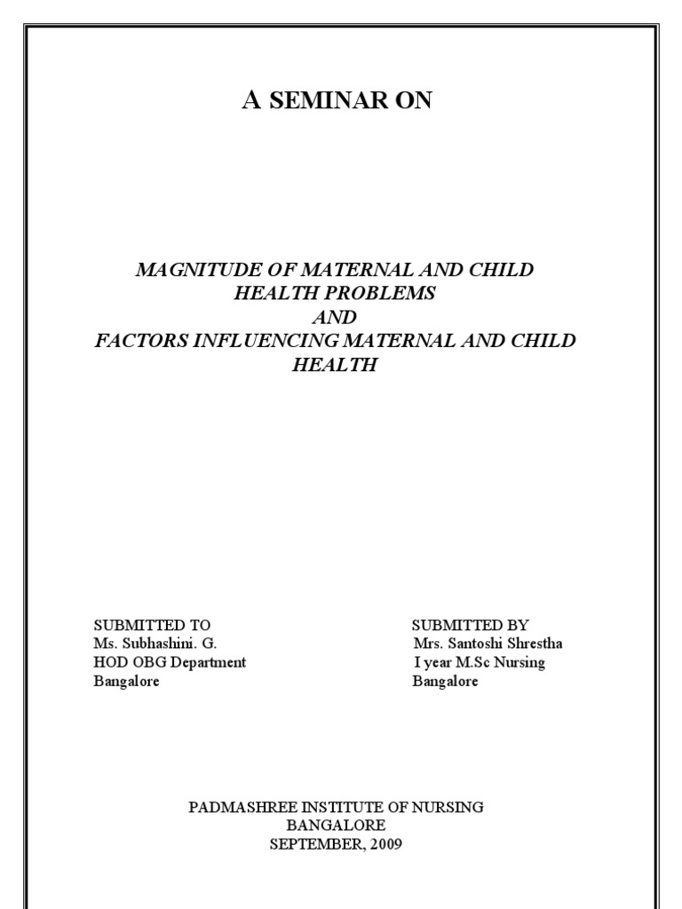 Maternal and Child Health Issues Overview | PDF | Maternal Death ...