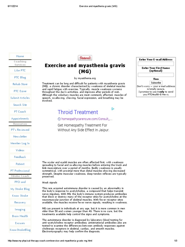 Exercise and Myasthenia Gravis (MG) | Weakness | Diseases And Disorders