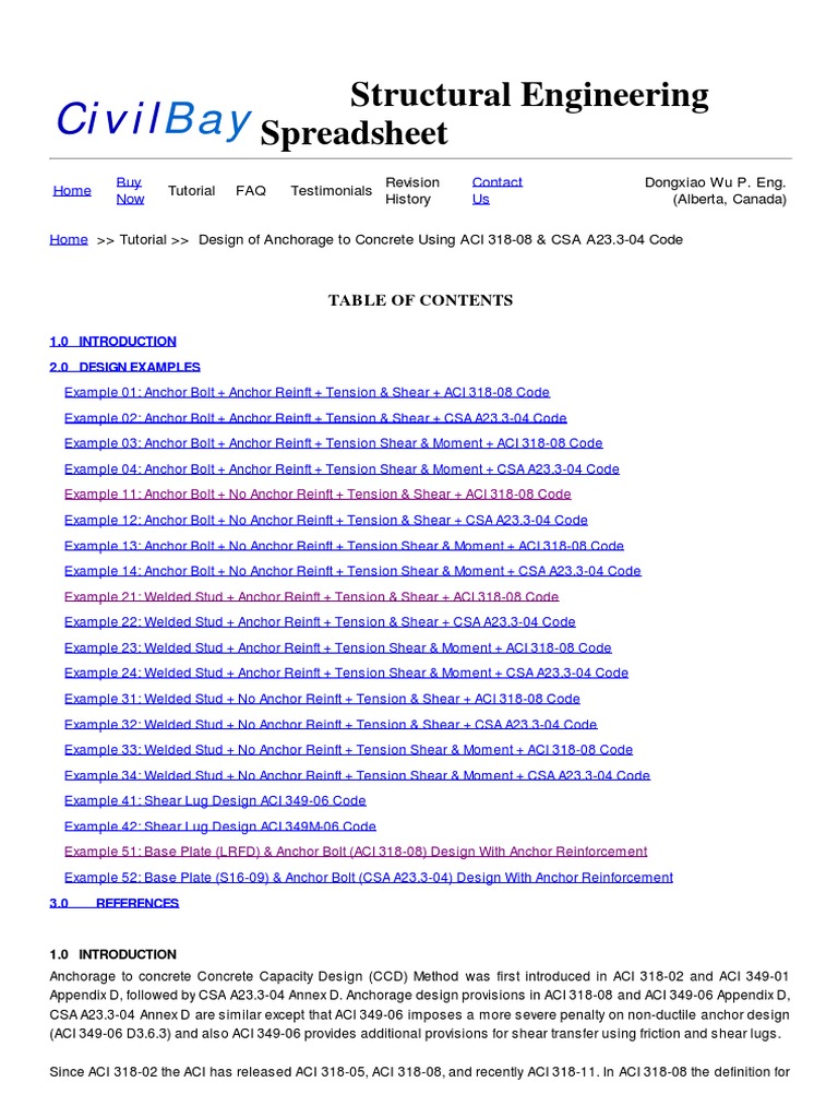 Anchor Bolt Design Examples ACI & CSA | PDF | Strength Of Materials ...