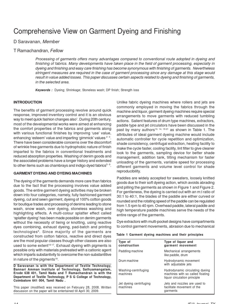 Comprehensive View On Garment Dyeing and Finishing | PDF | Dyeing ...