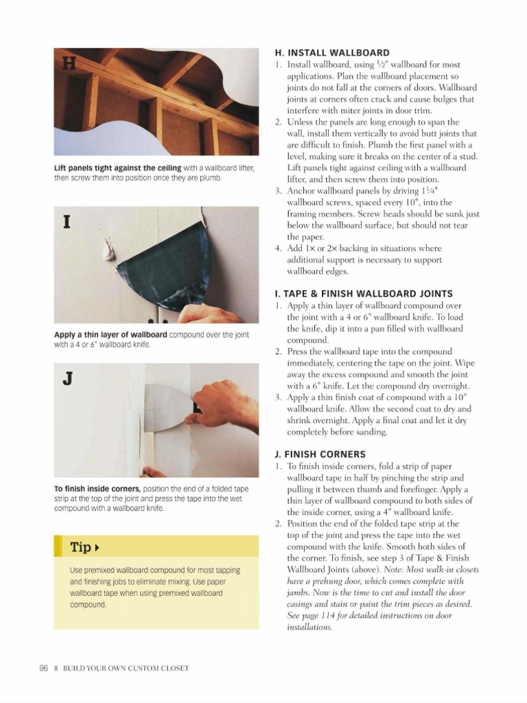 H. Install Wallboard: Panels Tight Against The Ceiling | PDF | Drywall ...