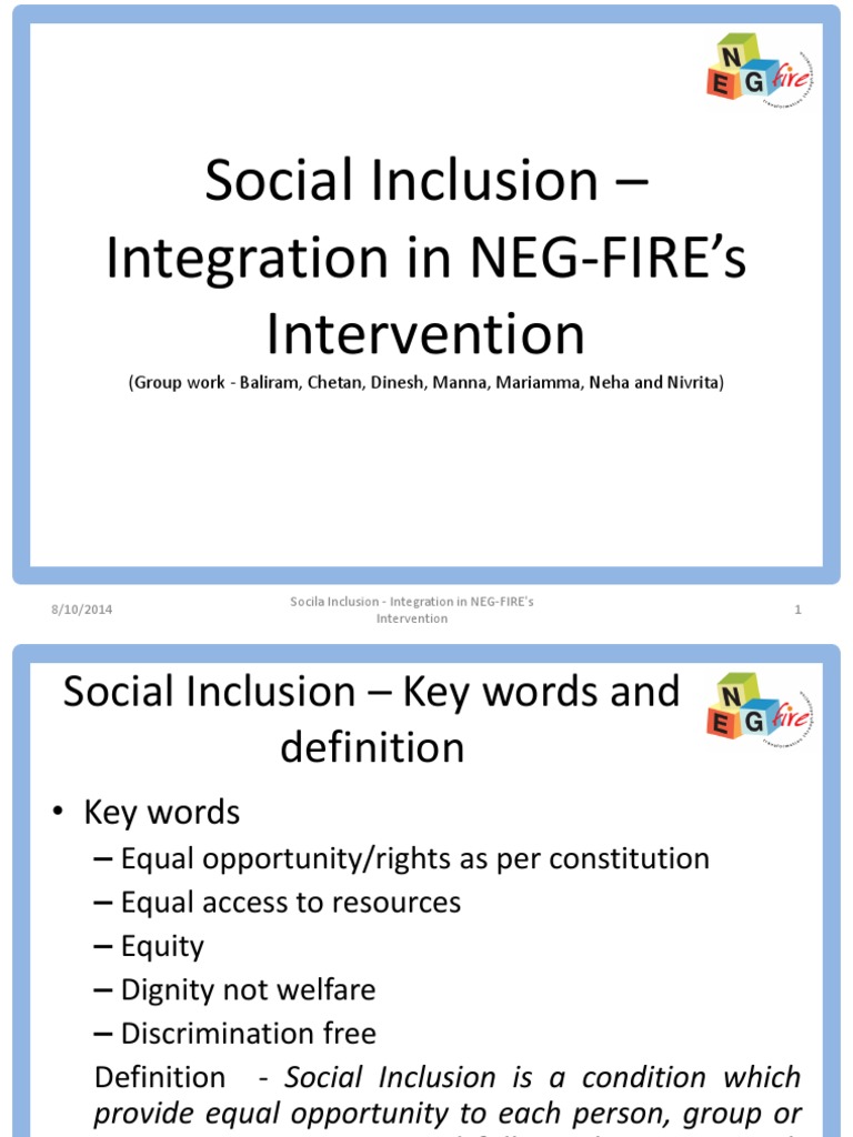 Social Inclusion Presentation | PDF | Social Exclusion | Equality Rights