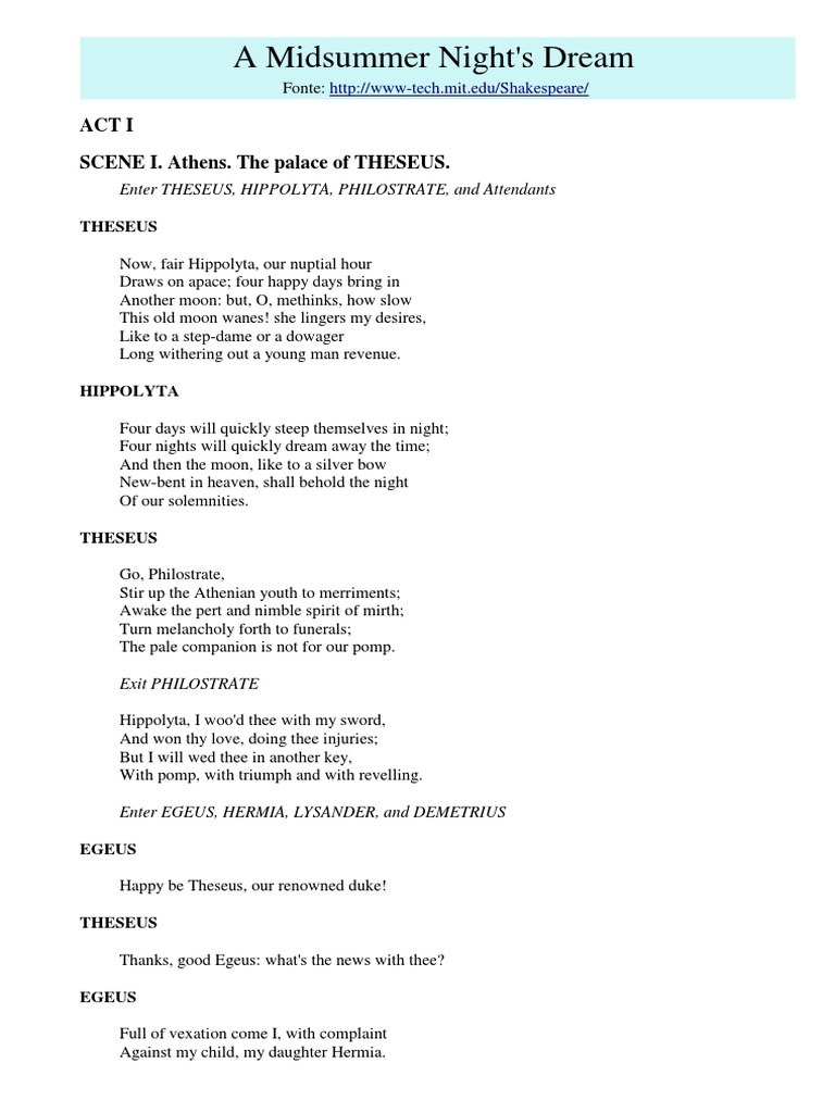 A Midsummer Nights DreamA Midsummer Nights Dream | PDF | A Midsummer ...