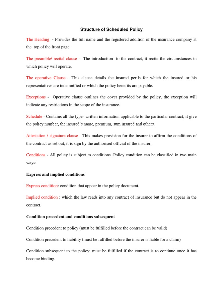 Recital Clause in Insurance Policies | PDF