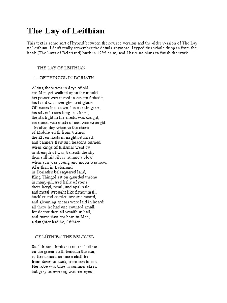 The Lay of Leithian | PDF | Nature