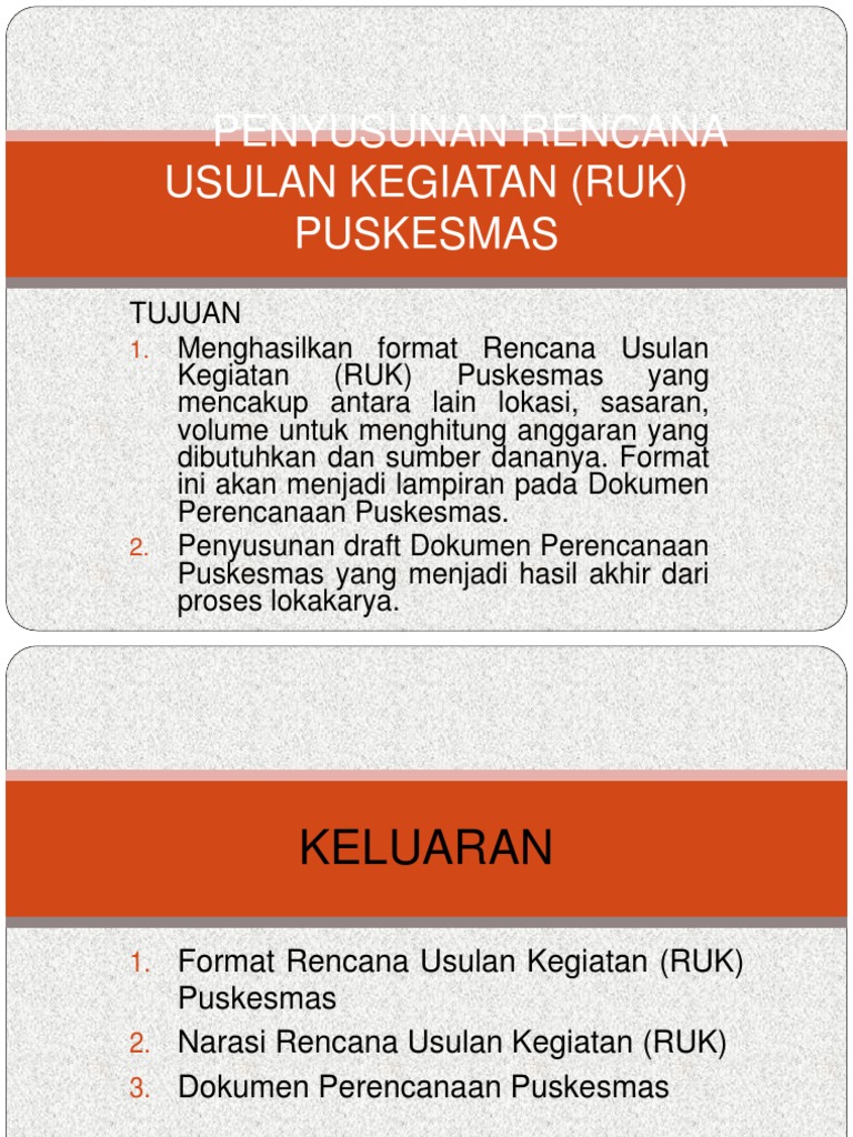 Sesi Penyusunan RUK Puskesmas | PDF