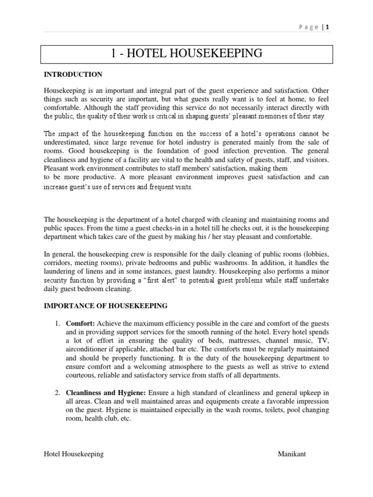 Hotel Housekeeping | PDF | Housekeeping | Sales