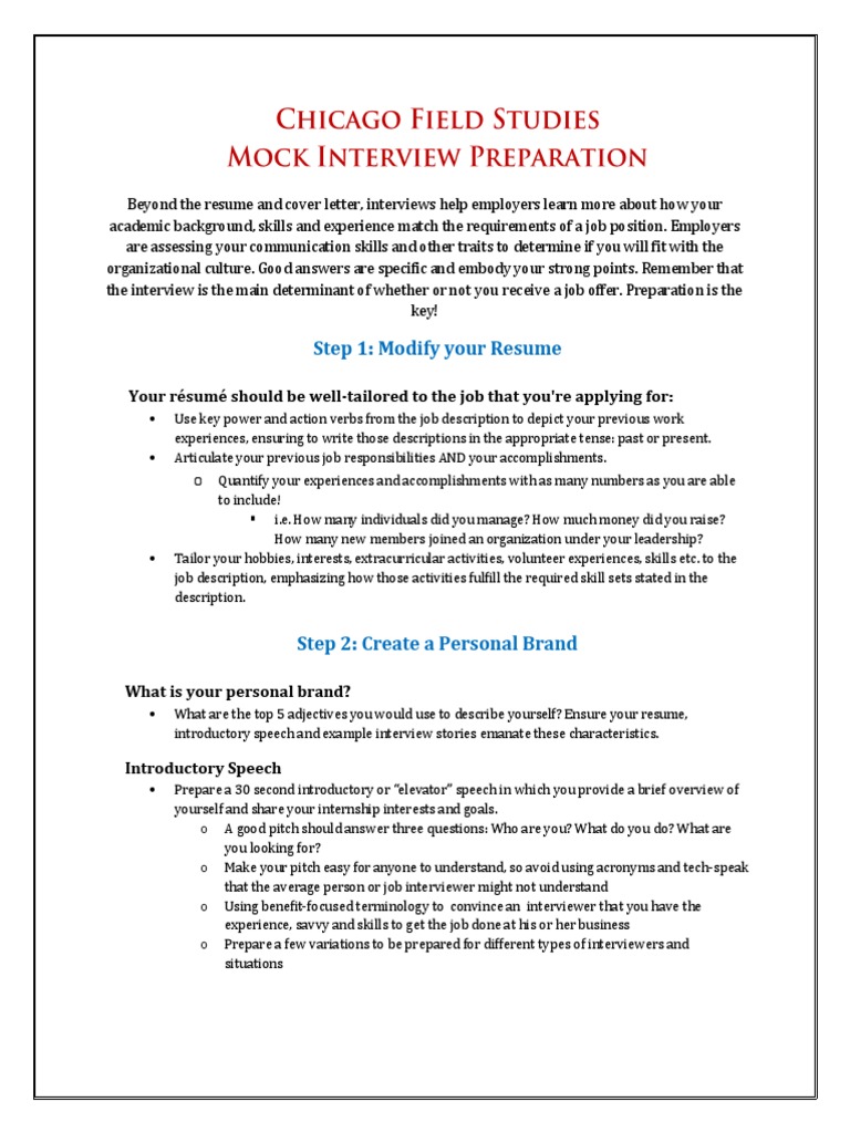 Mock Interview Preparation | Download Free PDF | Résumé | Question