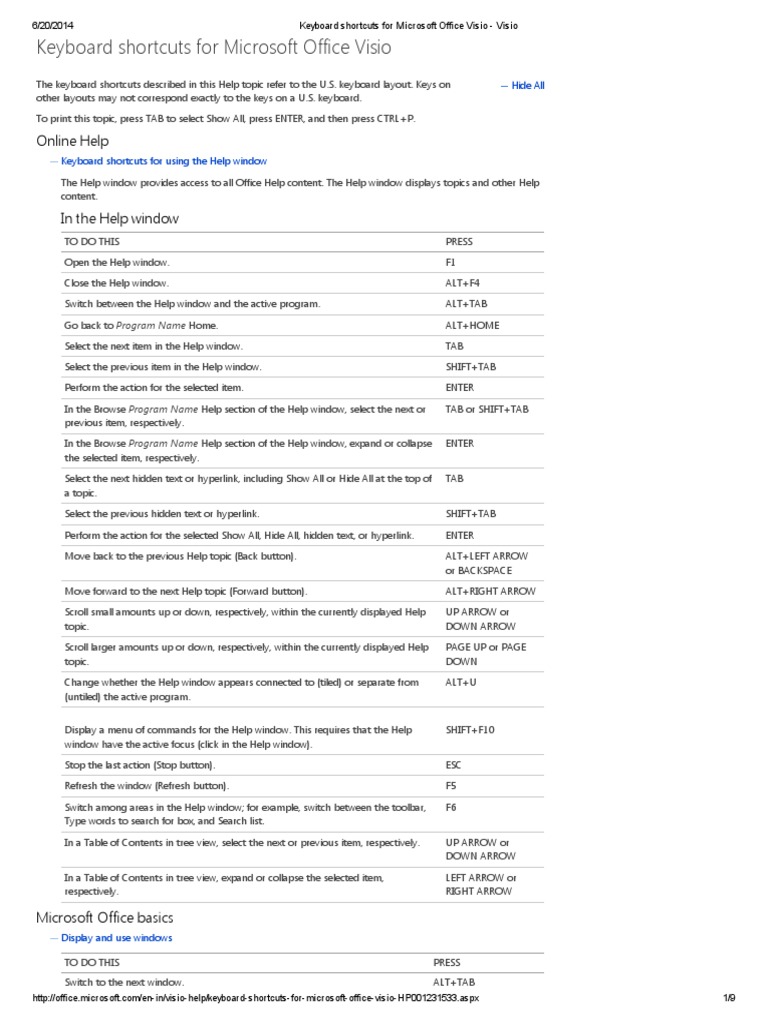 Keyboard Shortcuts for Microsoft Office Visio - Visio | Keyboard ...