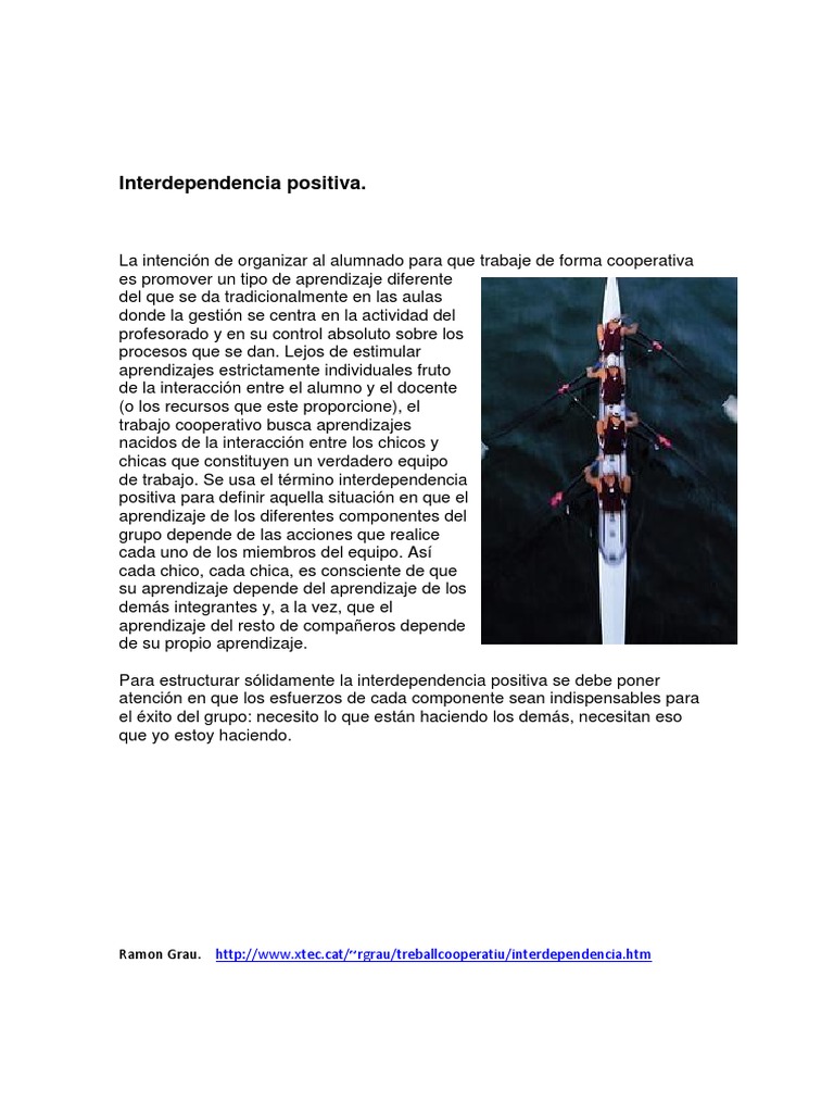 Interdependencia Positiva en Aprendizaje Cooperativo | PDF