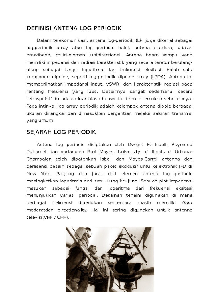 Antena Log Periodik: Definisi dan Karakteristik | PDF