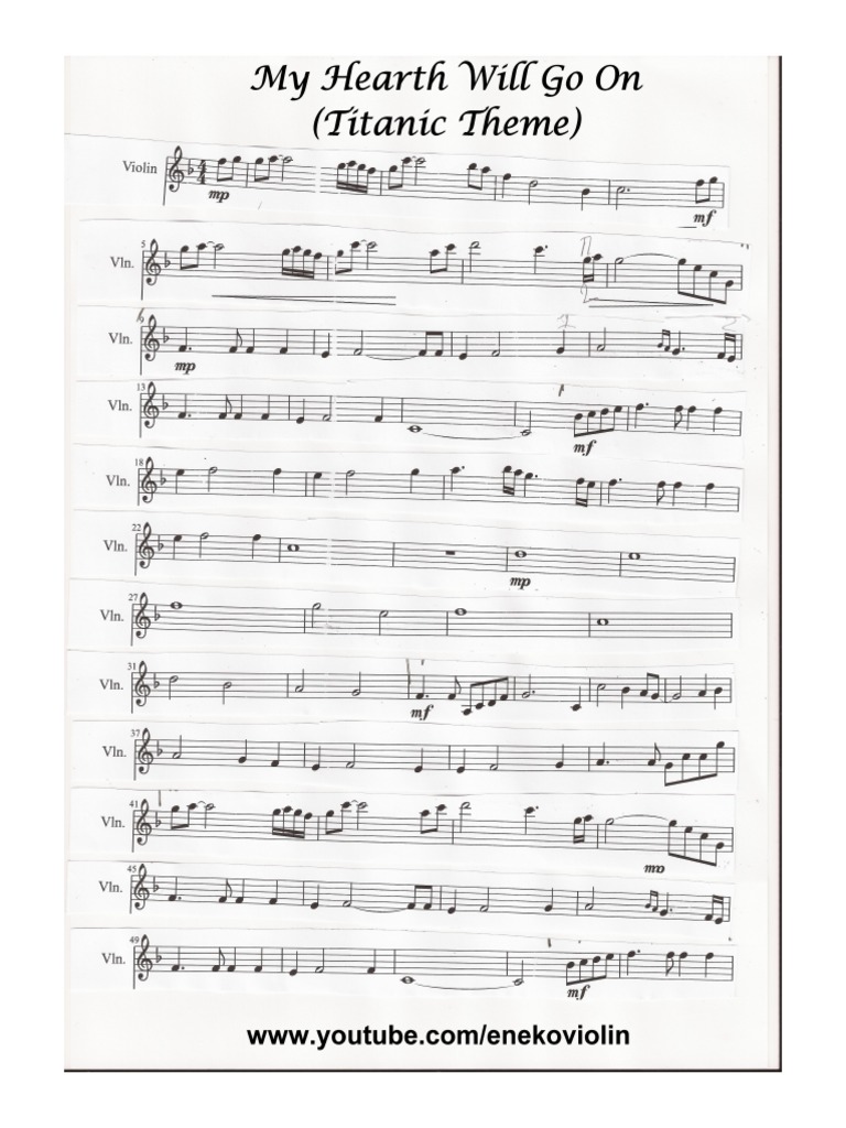 My Hearth Will Go On (Titanic Theme) Violin Sheet | PDF