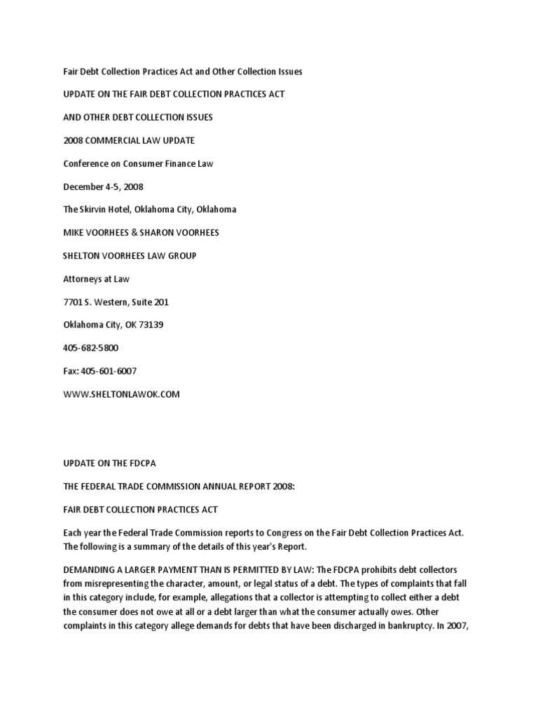 Fair Debt Collection Practices Act | PDF | Collection Agency | Foreclosure