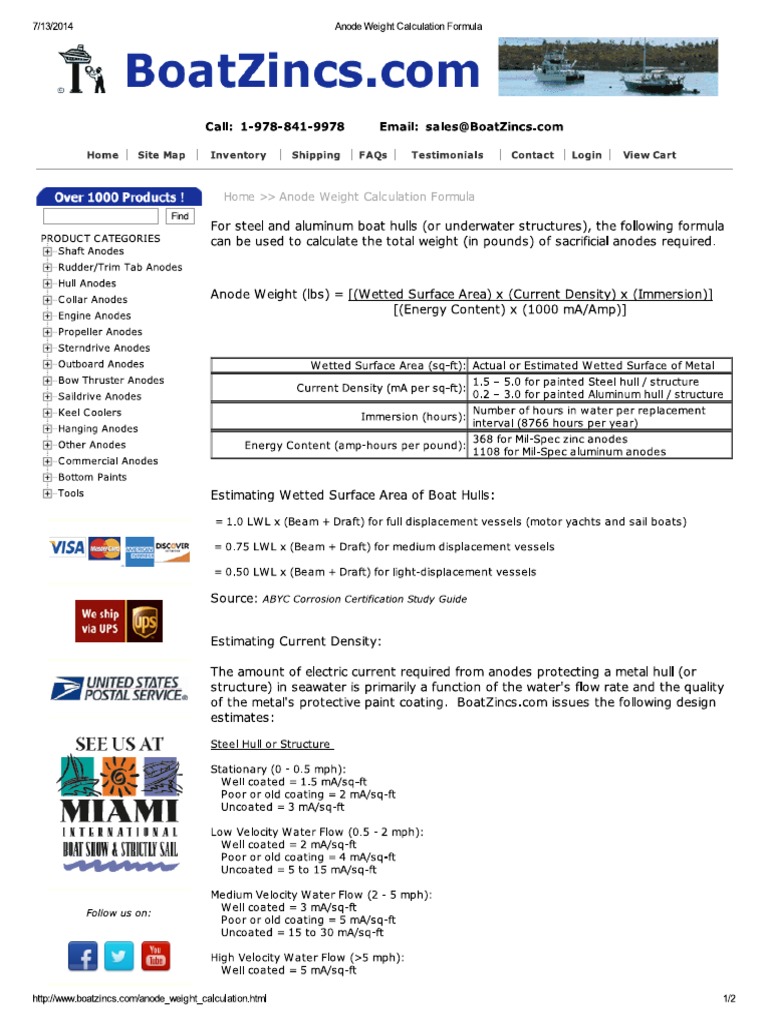 Anode Weight Calculation Formula | PDF | Anode | Ships