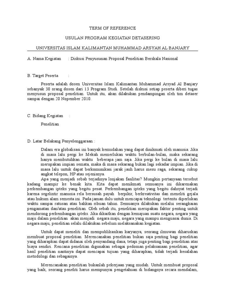 Contoh Term of Reference | PDF | Computers