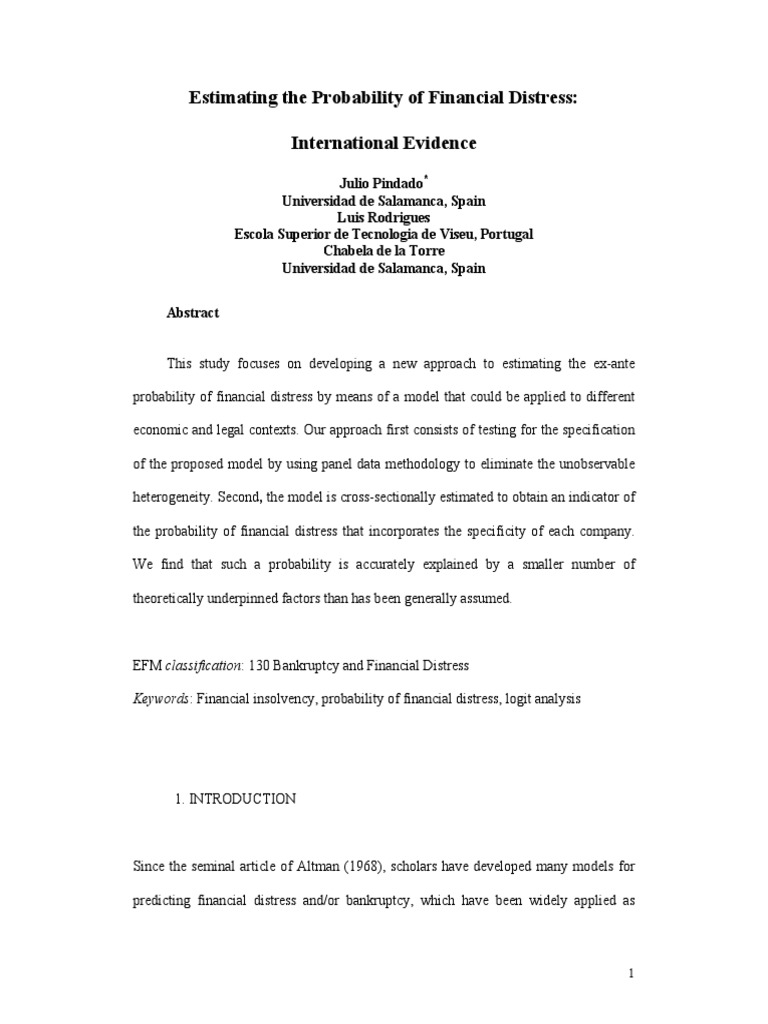 Probability of Financial Distress | PDF | Logistic Regression ...