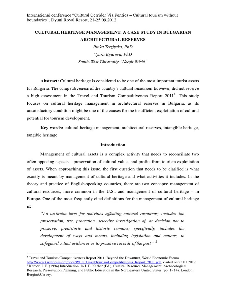 Cultural Heritage Management | PDF | Cultural Heritage | Preservation ...