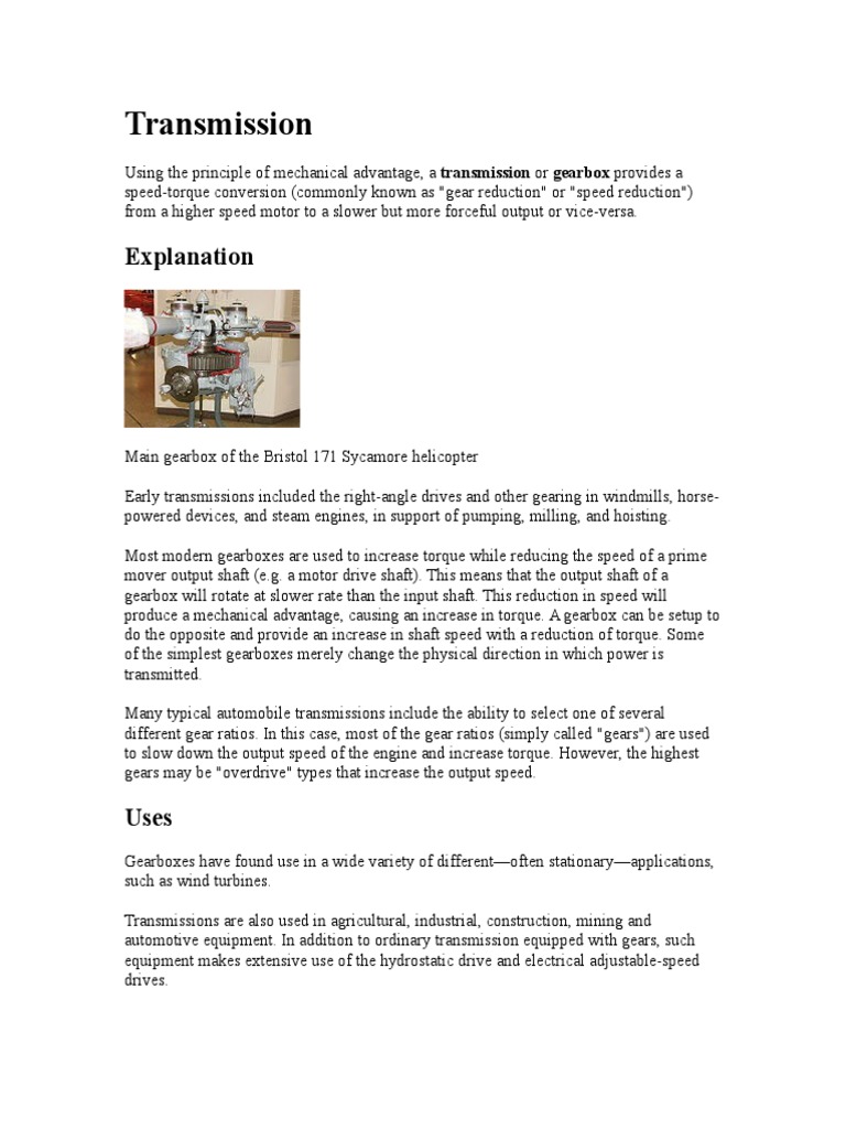 Transmission Note | PDF | Manual Transmission | Transmission (Mechanics)