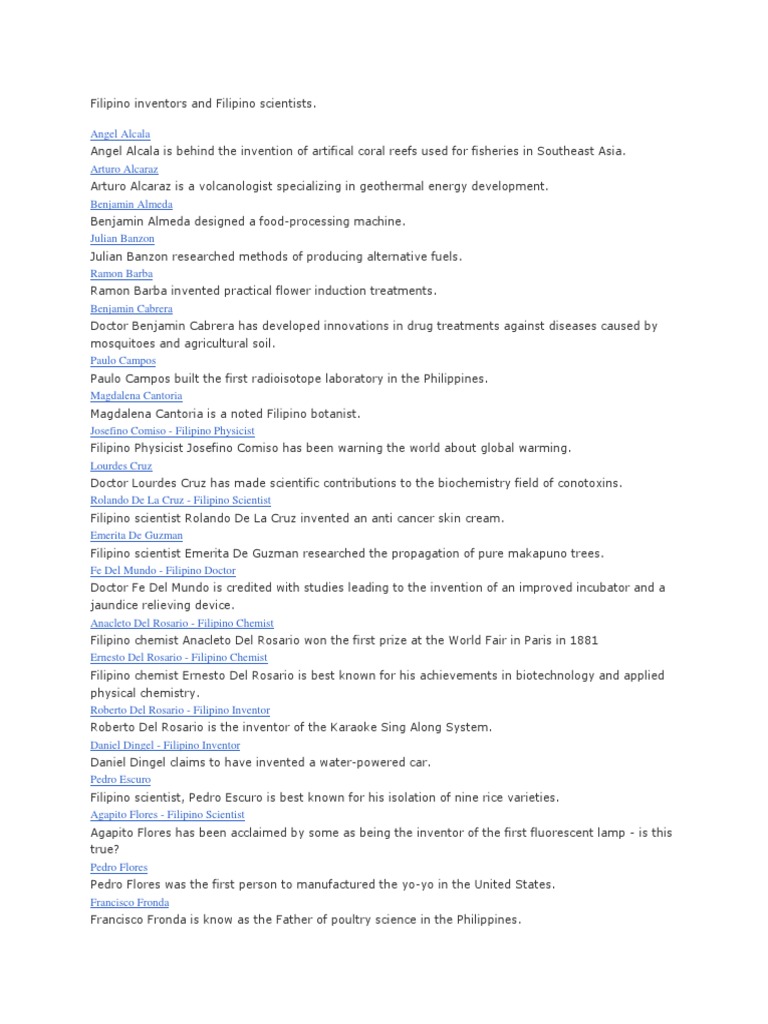 Filipino Inventors and Filipino Scientists | PDF | Philippines | Scientist