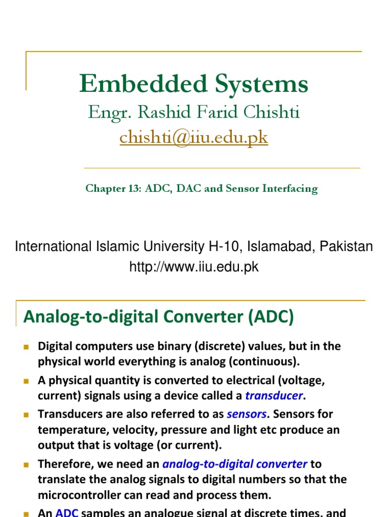 Ch13 ADC, DAC and Sensor Interfacing | PDF | Analogue Electronics | Analog To Digital Converter