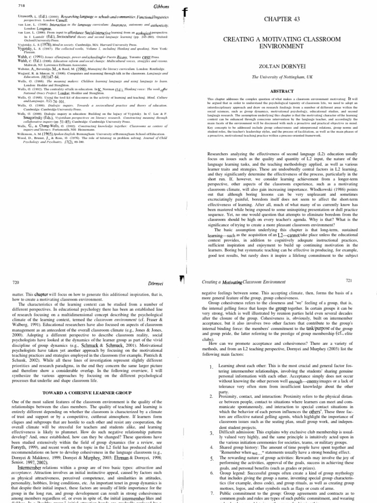 Creating A Motivating Classroom Environment | PDF | Cognitive Science | Behavioural Sciences