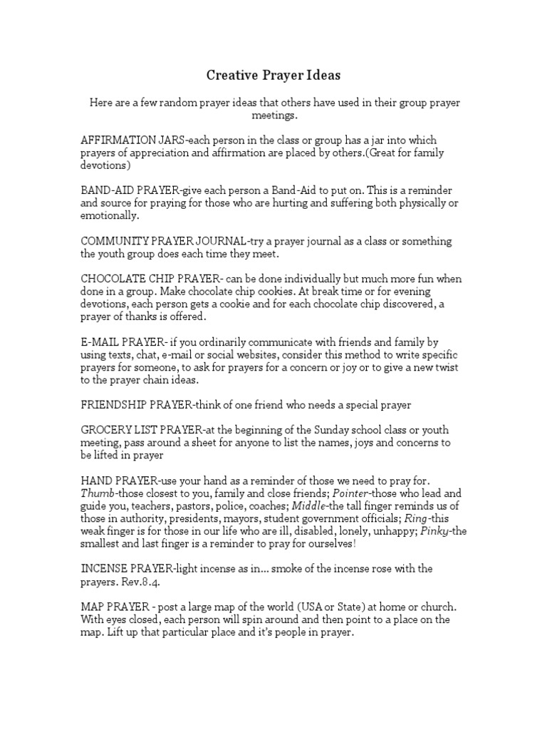 Creative Prayer Ideas | PDF | Spiritual Practice | Personal Development